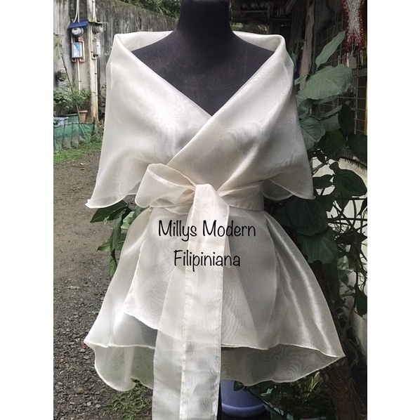 Millys Modern Filipiniana wrap around / Plain Beige / best seller ...