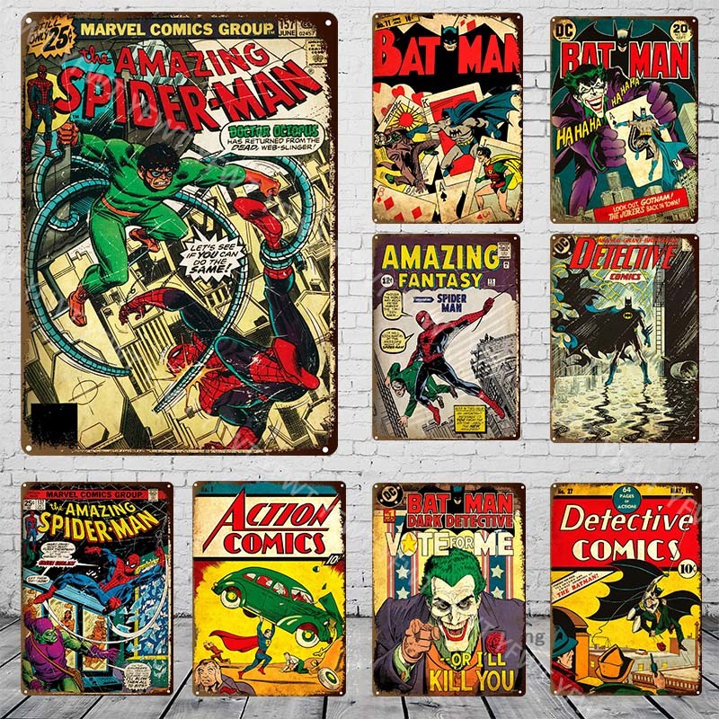 Marvel Superhero Spiderman Comic Poster Tin Sign Metal Plaque Wall ...