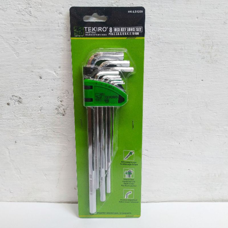 Tekiro L Key Length Set 8 pcs 2-10 mm | Hex Key Extra Long Set 8pcs 2 ...