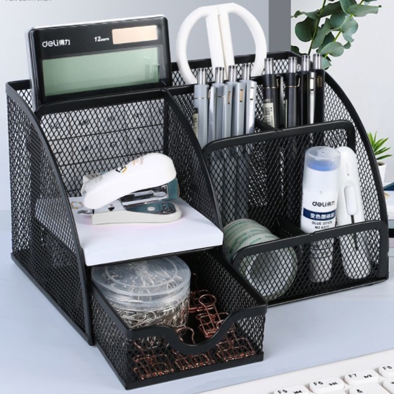 Metal Mesh Desk Organizer Desktop Storage Holder Office Organizer ...