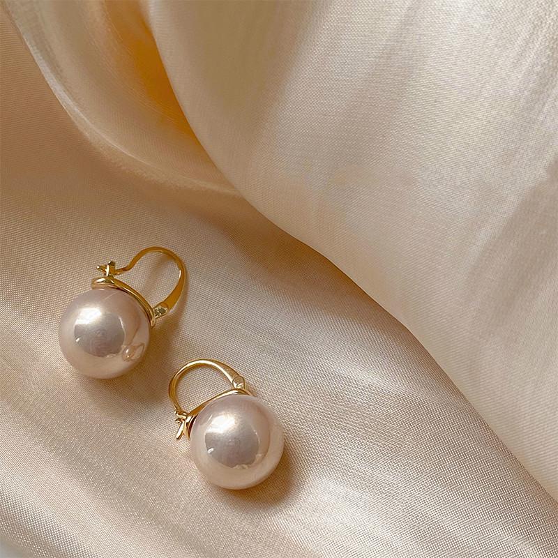 Retro Fashion Pearl Earrings Basic Pearl Ball Drop Earrings Simple ...