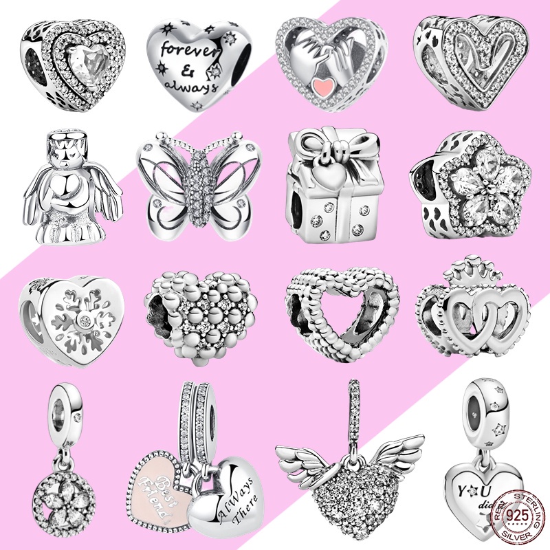 Pandora 925 Sterling Silver Bell Crown Angel Wings Pacifier Bear ...