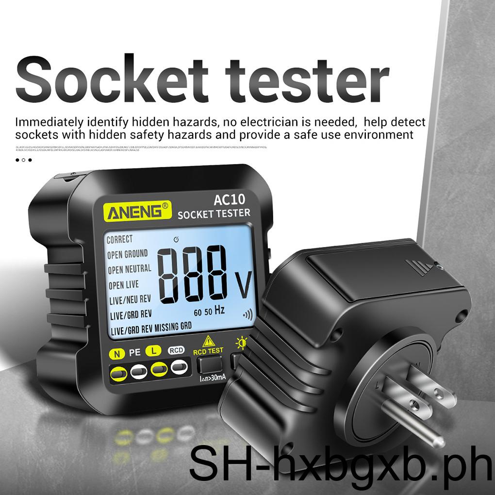 1 2 3 Aneng Led Screen Digital Power Socket Tester Voltmeter Portable Ground Zero Line Polarity