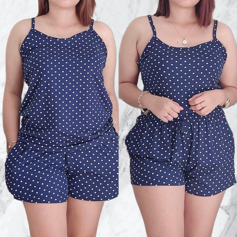 POLKA DOT Spaghetti Terno Short FREESIZE (can fit up to large) | Shopee ...
