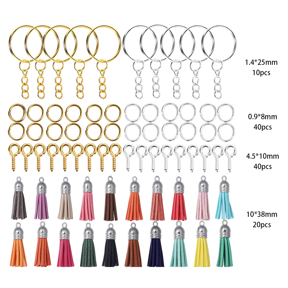 St, kunkka 110pcs Keychain Tassel Split Key Chain Ring With Leather ...