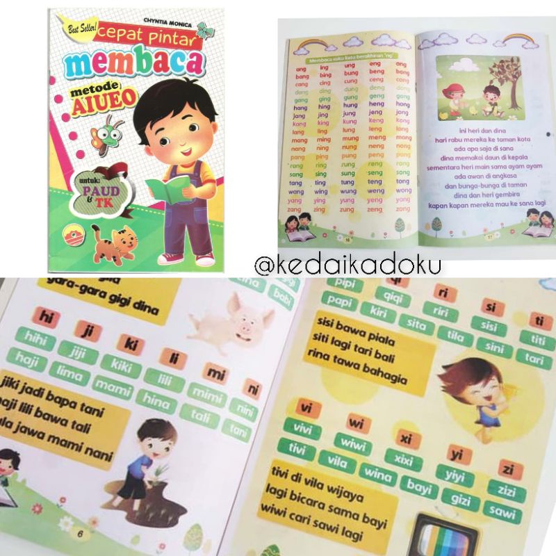 AIUEO Full Color Method Smart Quick Reading Book for PAUD ...