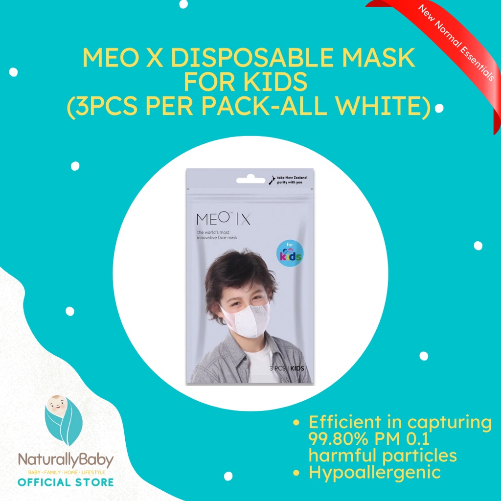 Meo X Disposable Mask for Kids (3pcs per pack-ALL WHITE) | Shopee ...