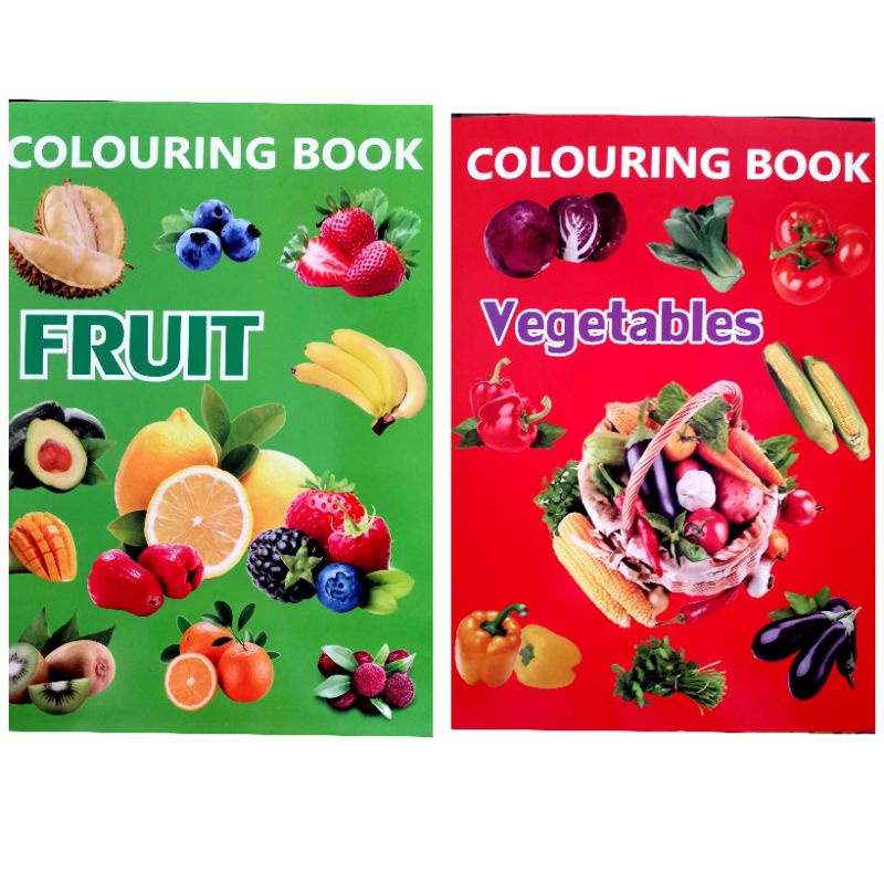 Fruits and Vegetables Copy and color Coloring book kids Activity Book ...