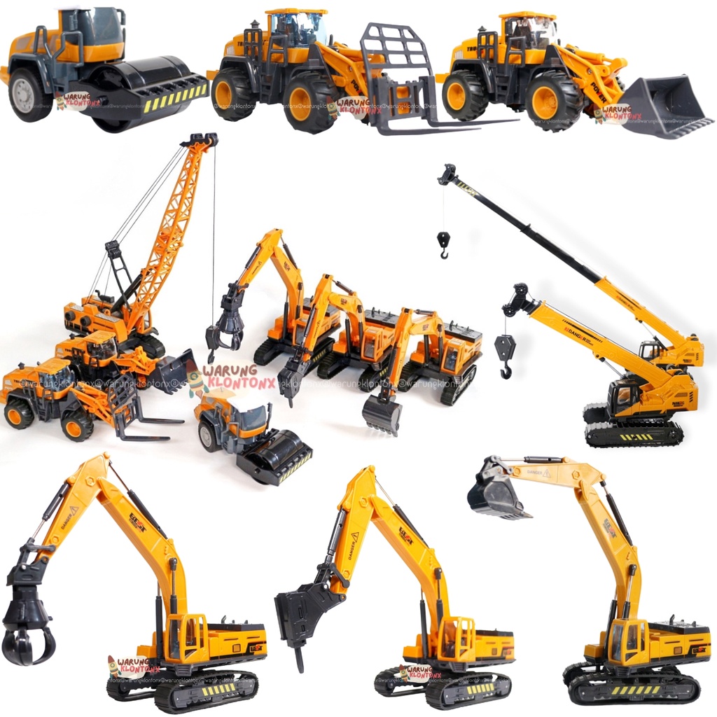 Diecast Heavy Equipment Excavator, Crane, Bulldozer, Stone Grabber ...