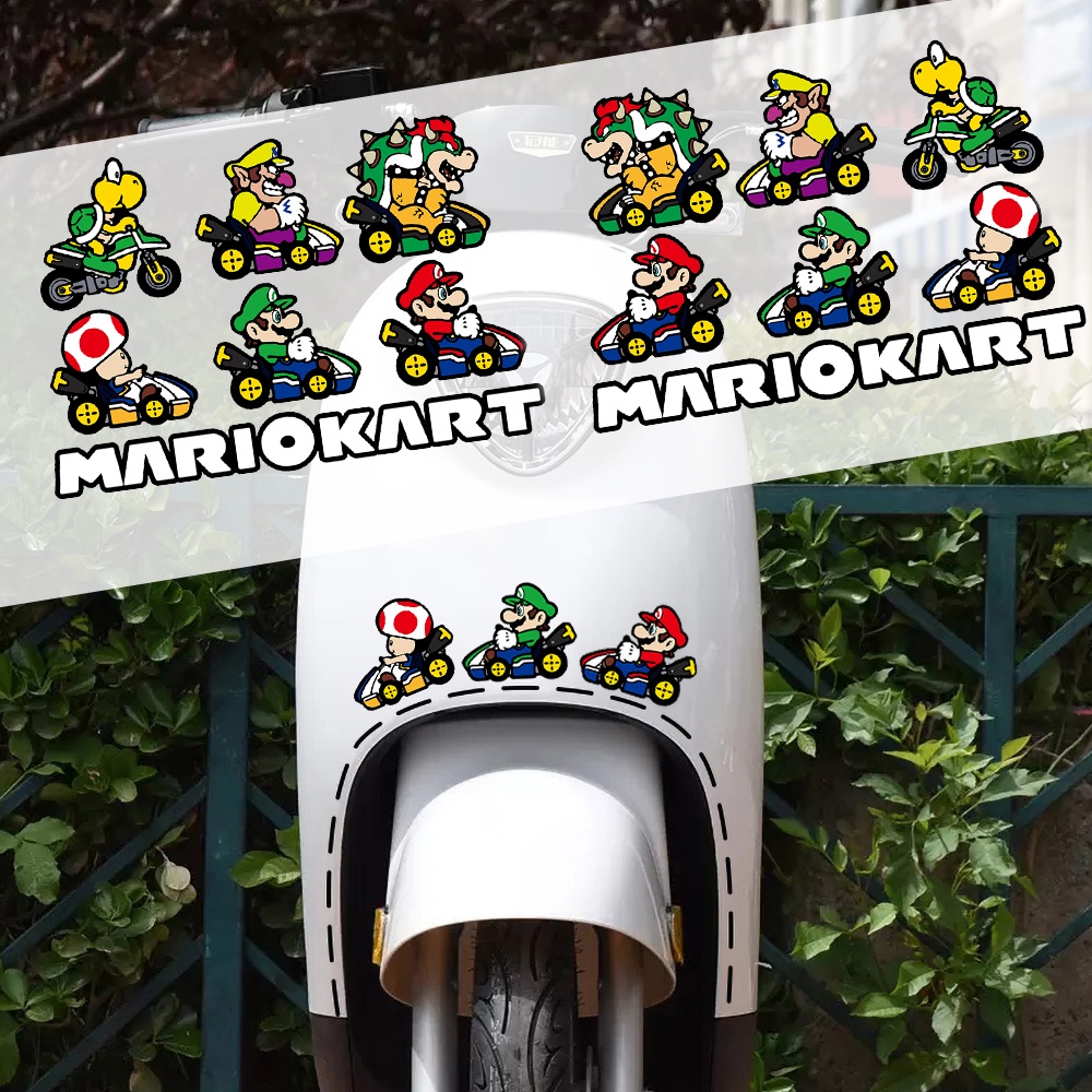 Super Mario Creative Racing Reflective Motorcycle Sticker Mario Classic ...
