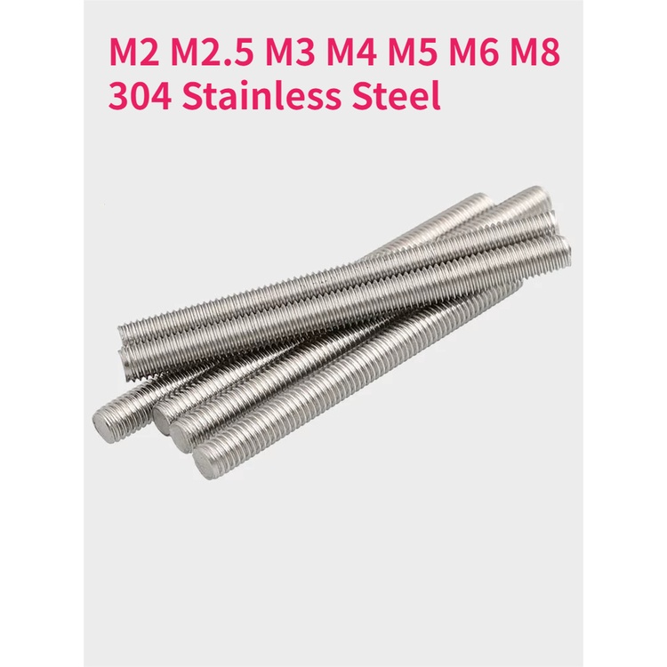 1pcs M2 M2.5 M3 M4 M5 M6 M8 304 Stainless Steel Screw Rod Full Thread ...