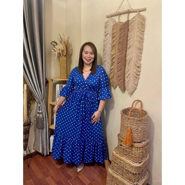 EULA PLUS SIZE OVERLAP DRESS (POLKA) | Shopee Philippines