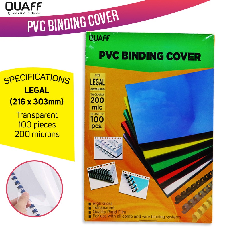 PVC Binding Cover 200micron Short | A4 | Long (100pcs/pack) Quaff Brand ...
