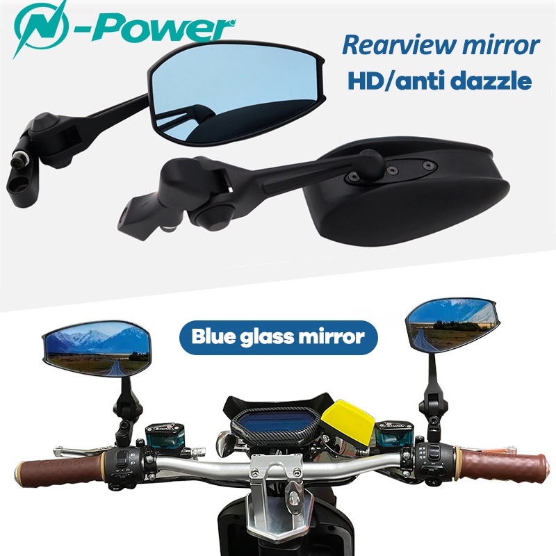 2Pcs Motorcycle Blue Anti-glare Rearview Side Mirror Adjustable Blue ...