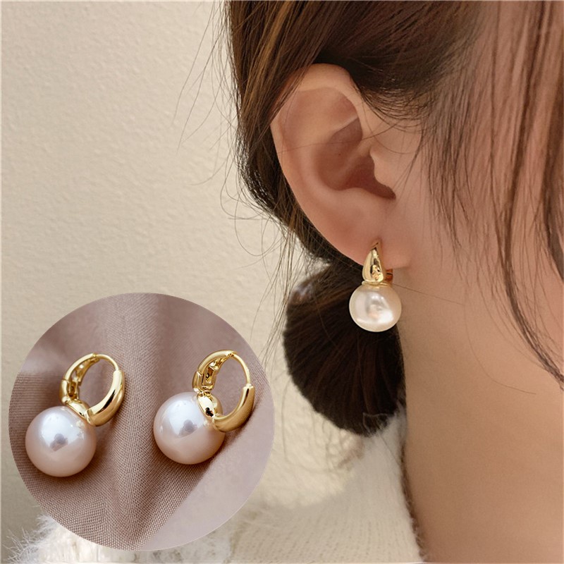 Fashion Pearl Drop Earrings For Women Gold Color Wedding Jewelry Simple ...
