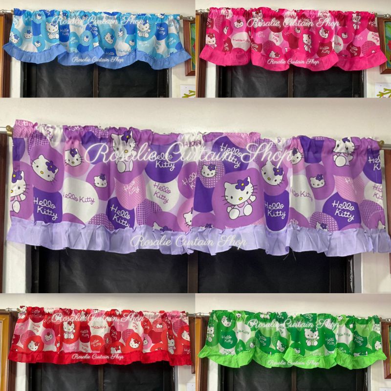Hello Kitty Print Valance Curtain for Small Window | 60x15inches ...
