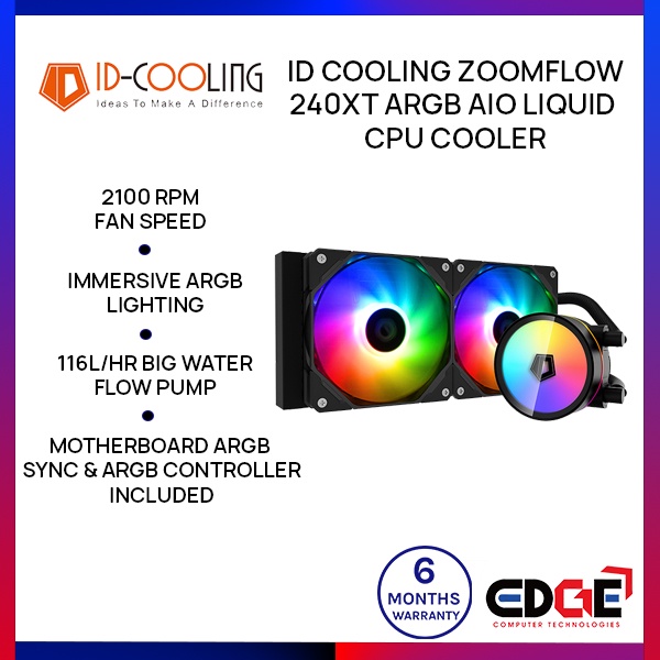 EDGE | ID COOLING Zoomflow 240XT aRGB AIO Liquid CPU Cooler | Shopee ...