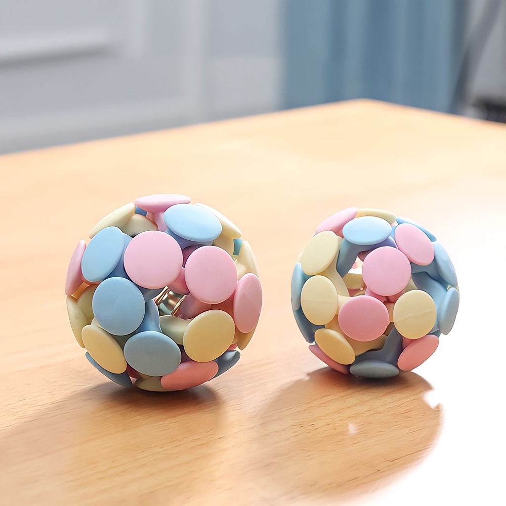 6cm/7.5cm Colorful Rubber Dog Toys Round Woven Ball with Small Bell ...