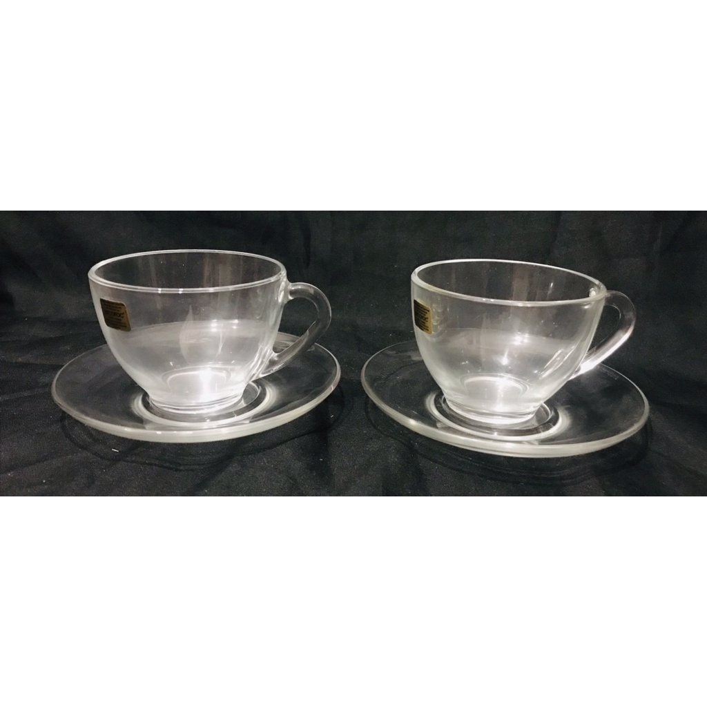 Arcoroc glass cup&saucer set | Shopee Philippines