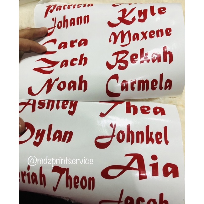Vinyl sticker cut (NAMES ONLY) | Shopee Philippines