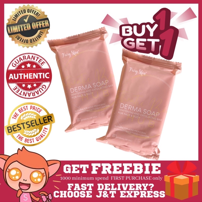 AUTHENTIC Fairy Skin BUY1 TAKE1 DERMA 135g / GLOWING BLEACHING SOAP SOAP SMALL 100g | Shopee ...