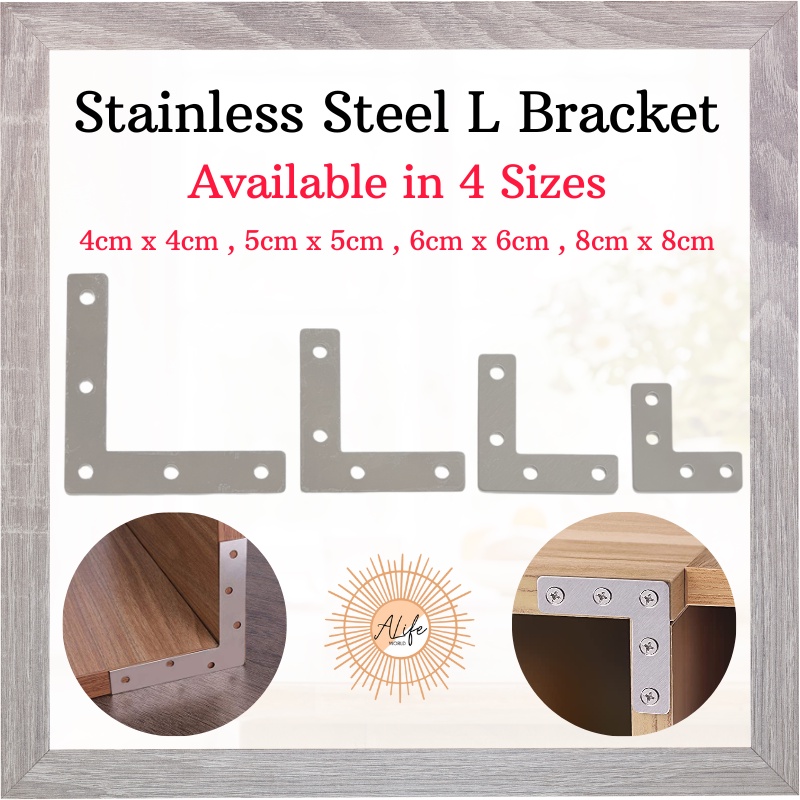 ALife Stainless Steel L Bracket Sesiku L Rak Rack Angle Bracket L ...