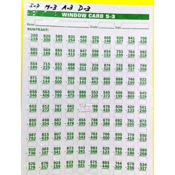 Window Card set sold per 5 sets ( A1, S1, M1, D1) (A2,S2,M2,D2)(A3,S3 ...