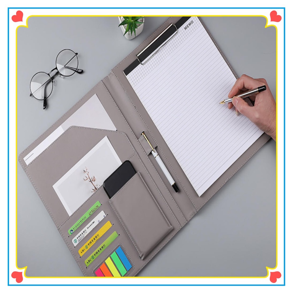 A4 PU Leather Business Padfolio Organizer Case Vintage Binder Business ...