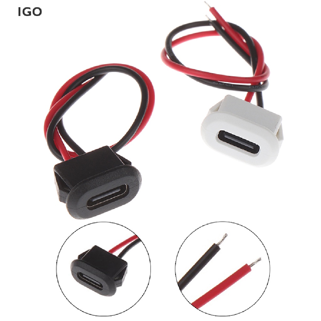 IGO 2Pin USB-C TypeC Waterproof USB Connector Direct Compression Female ...