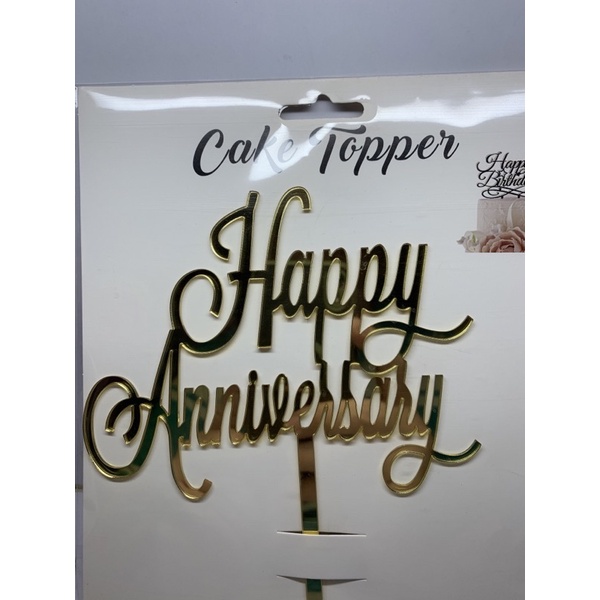 Gold Acrylic Happy Anniversary Cake Topper 4x6 Shopee Philippines