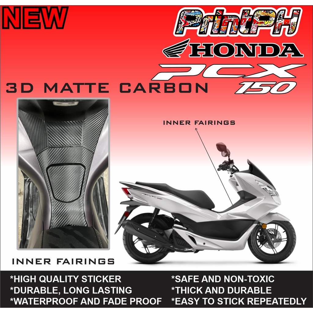 Honda PCX 150 3d Carbon Fiber Accent Inner Fairings Decals Sticker ...