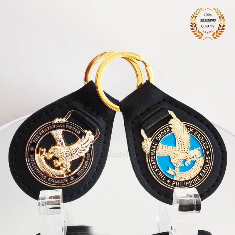 Eagles Fraternal Luxury Gold-Plated Leather Keychain Stamping Engraving ...