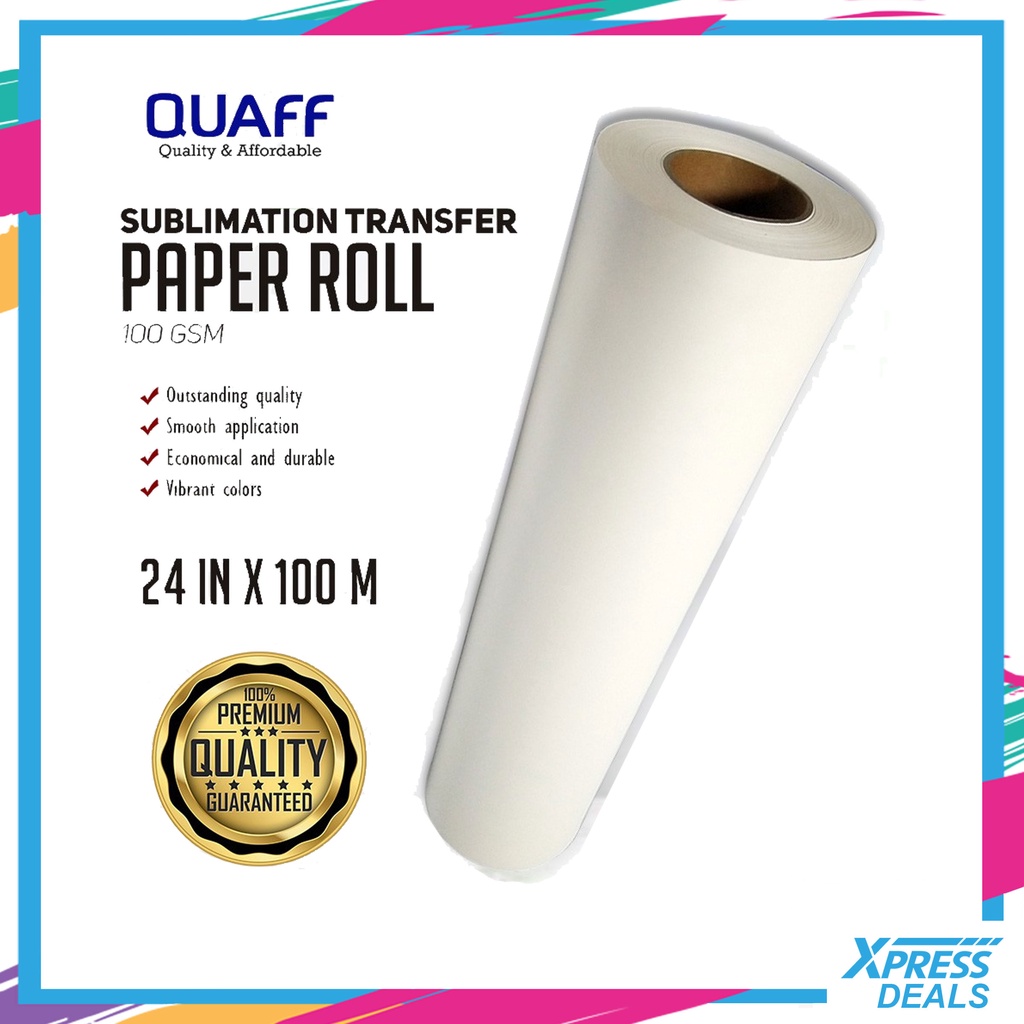 QUAFF Sublimation Transfer Paper Roll 100GSM (24 inches x 100 meters ...