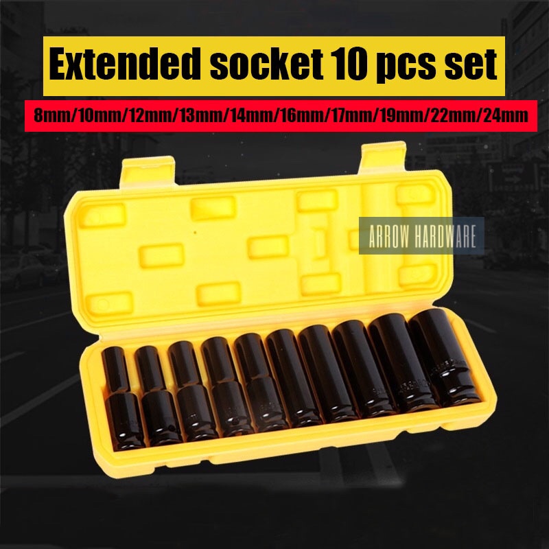 【Ready Stock】Impact Wrench Socket 10 pcs Set 1/2'' Electric Power Tool ...