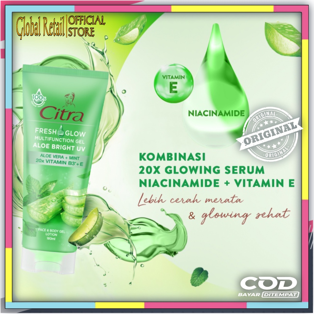 Citra Fresh Glow Multifunction Gel Aloe Bright Uv 180ml | Shopee ...