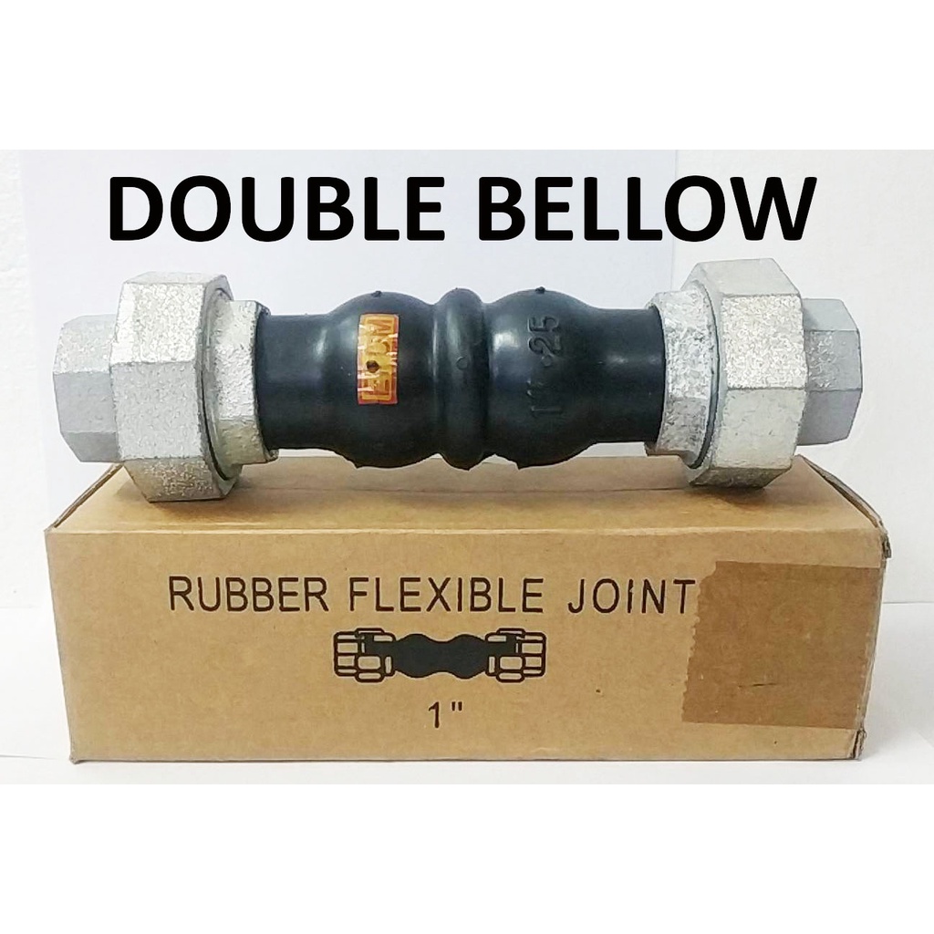 RUBBER BELLOW DOUBLE SPHERE FLEX CONNECTOR 1" THREADED UNION PATENETE ...