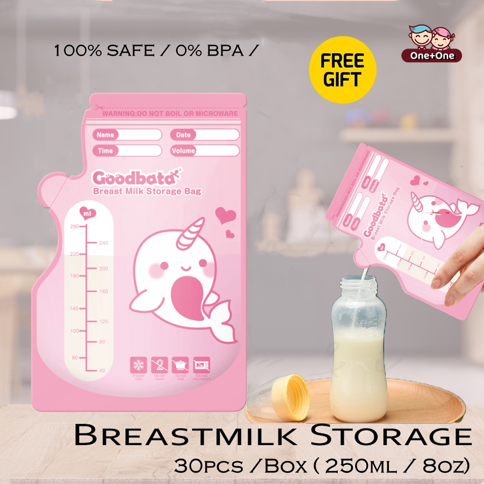 Goodbata BPA FREE Breastmilk Storage Bag 250mL ( 8oz) (30/10/5 Bags per ...