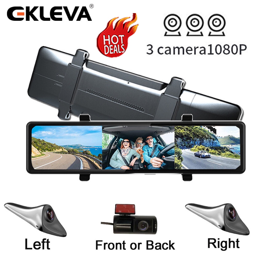 Ekleva 12 Inch Rearview Mirror/ 5 Monitor Car Rear View Camera 1080p ...