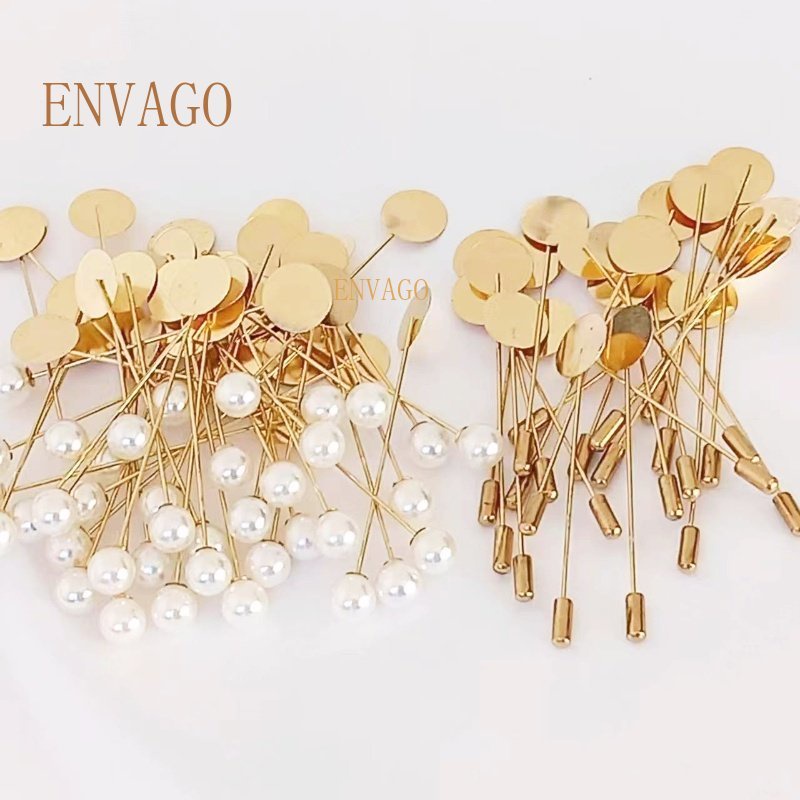 10pcs Gold / Metallic Silver Plated Alloy Copper Long Brooch Pin DIY ...