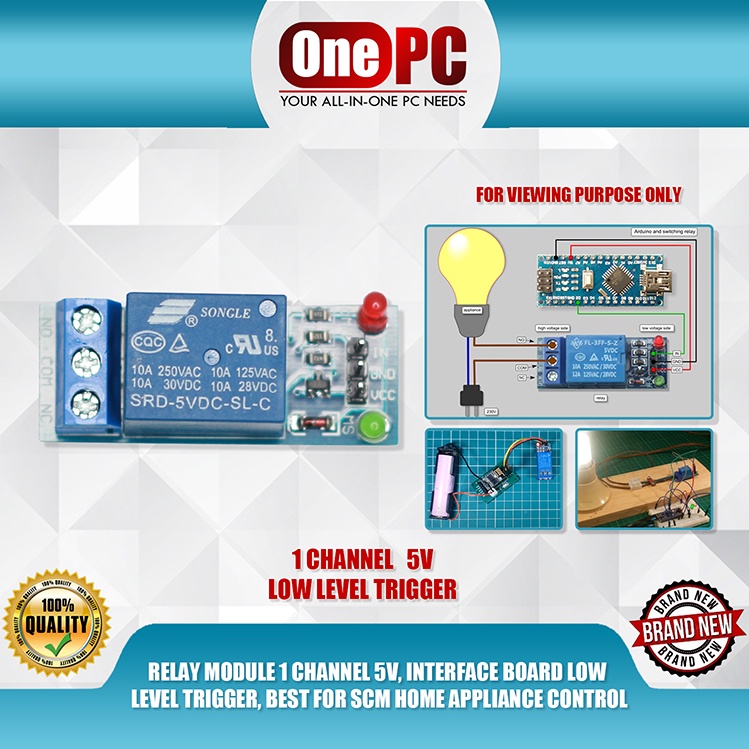 RELAY MODULE 1 CHANNEL 5V, INTERFACE BOARD LOW LEVEL TRIGGER, BEST FOR ...