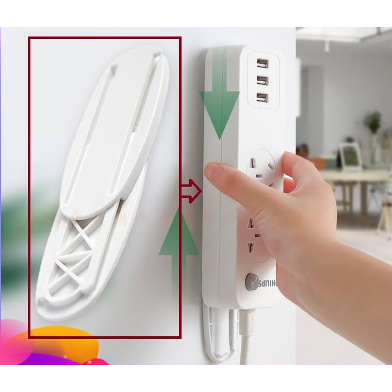 Self Adhesive Power Strip Fixator Punch-Free Wall-Mounted Power Strip ...