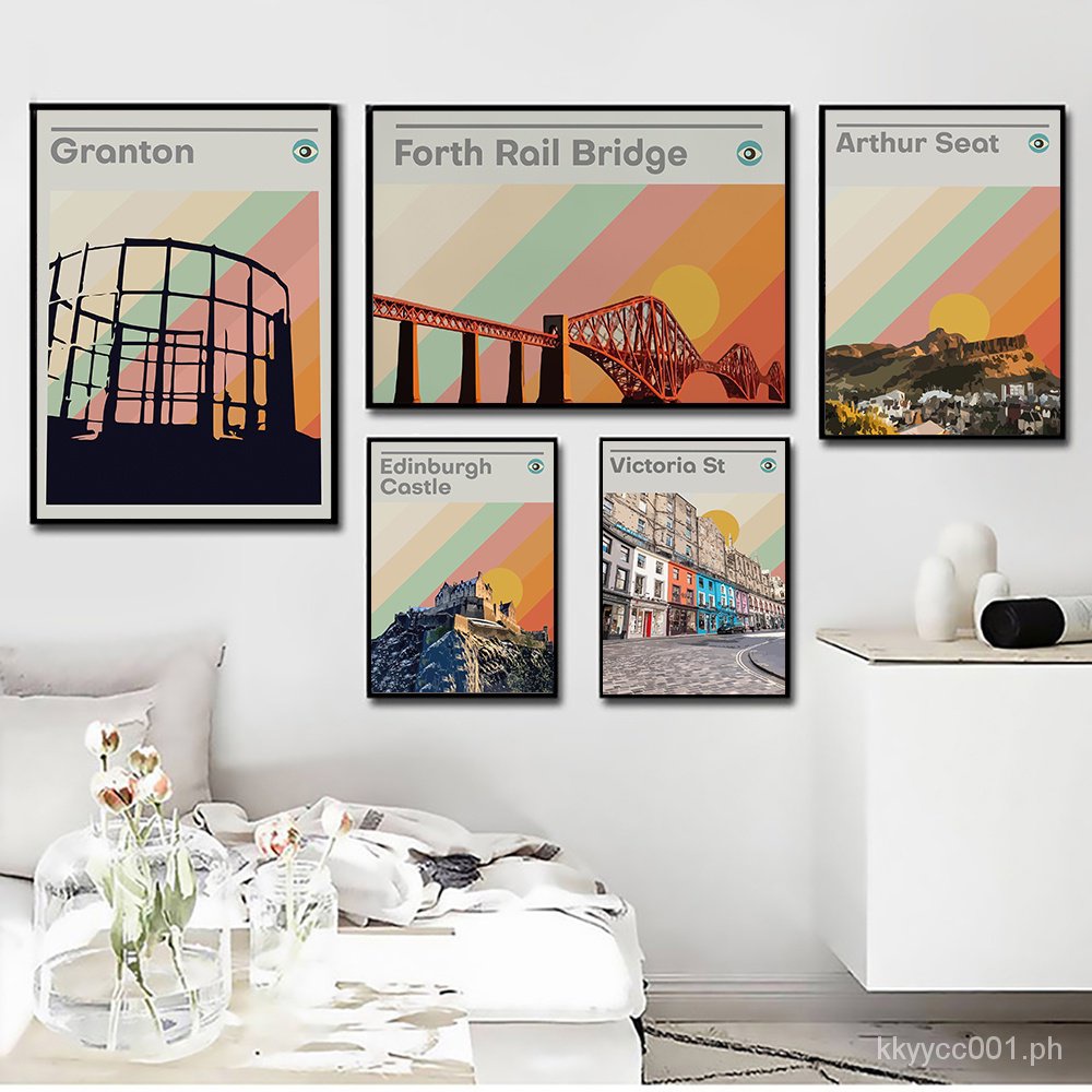 Edinburgh Castle Print Mid Century Modern City Skyline Pop Art Culture ...