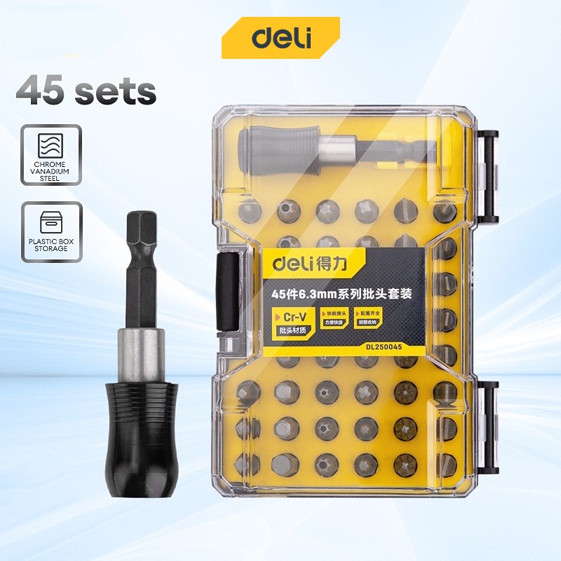 Deli 44Pcs Screw Driver Set With 1PC Electric Drill Magnetic Precision ...