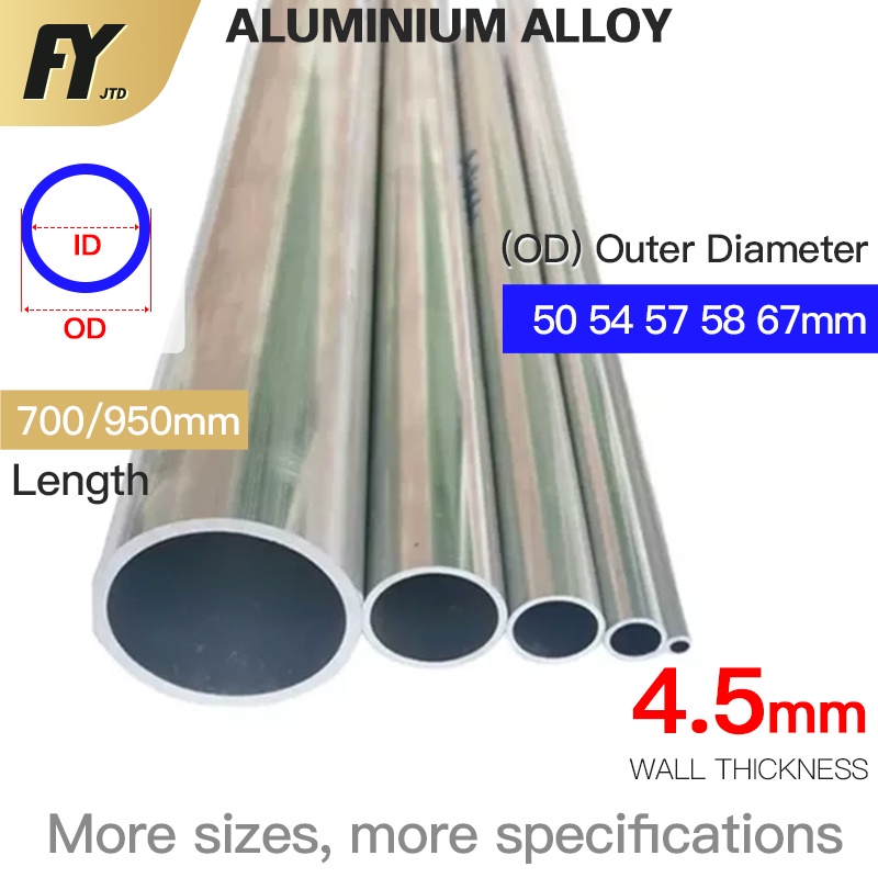 FUYI Aluminum tube 4.5mm wall thickness 50-67mm straight 700mm 950mm ...