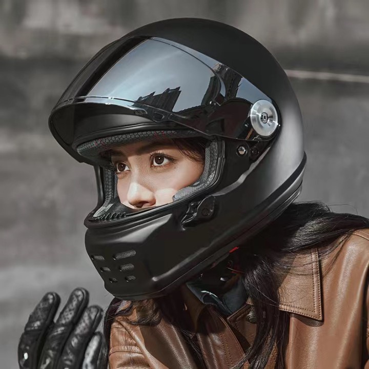 Motorcycle Full Helmet Glass Fiber Motorcycle Retro Helmet | Shopee ...