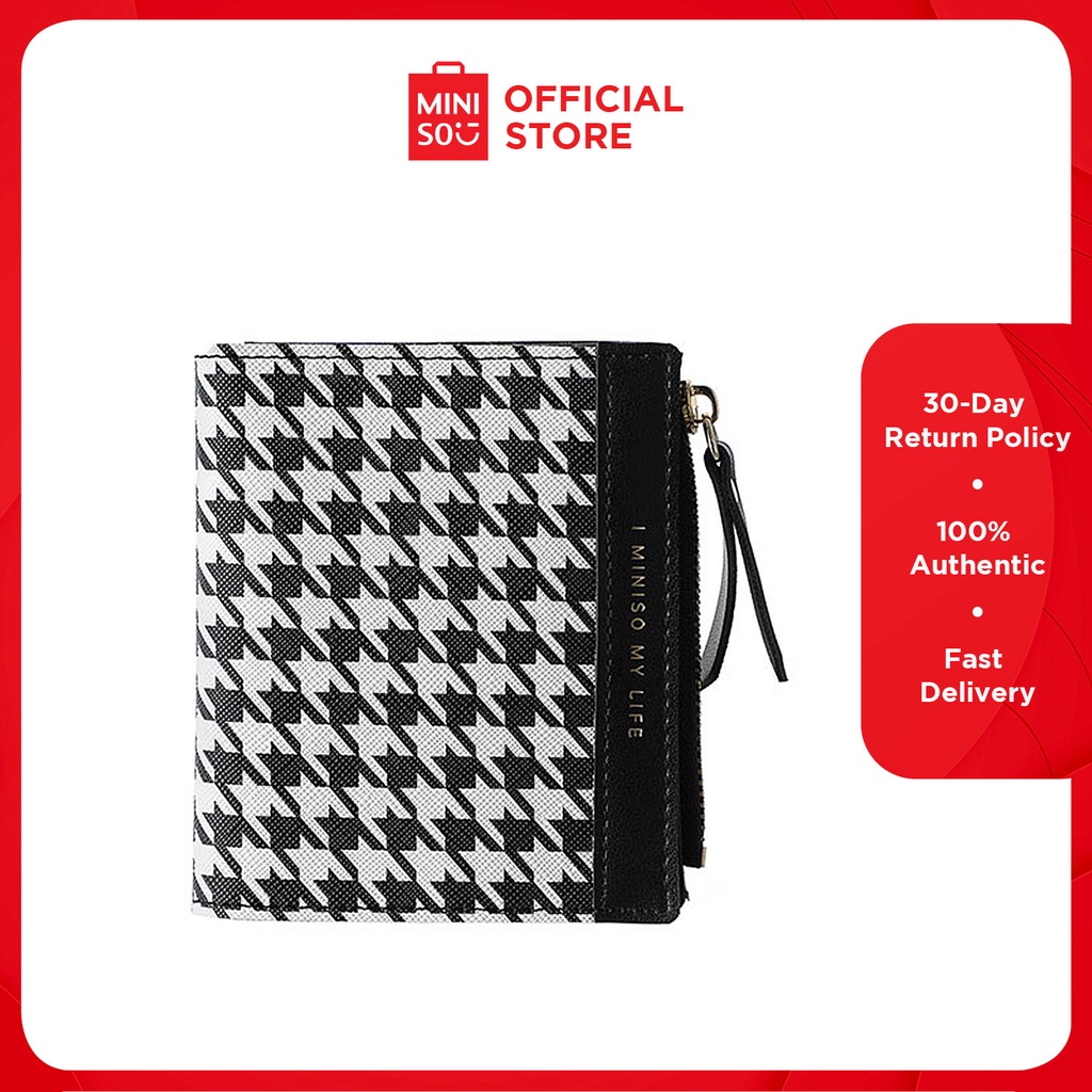 MINISO Women's Short Houndstooth Wallet with Zipper | Shopee Philippines