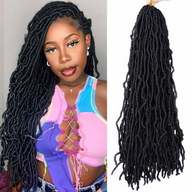 7 Braids/piece Goddess Faux Locs 18 Inch Crochet Hair Braids Synthetic ...