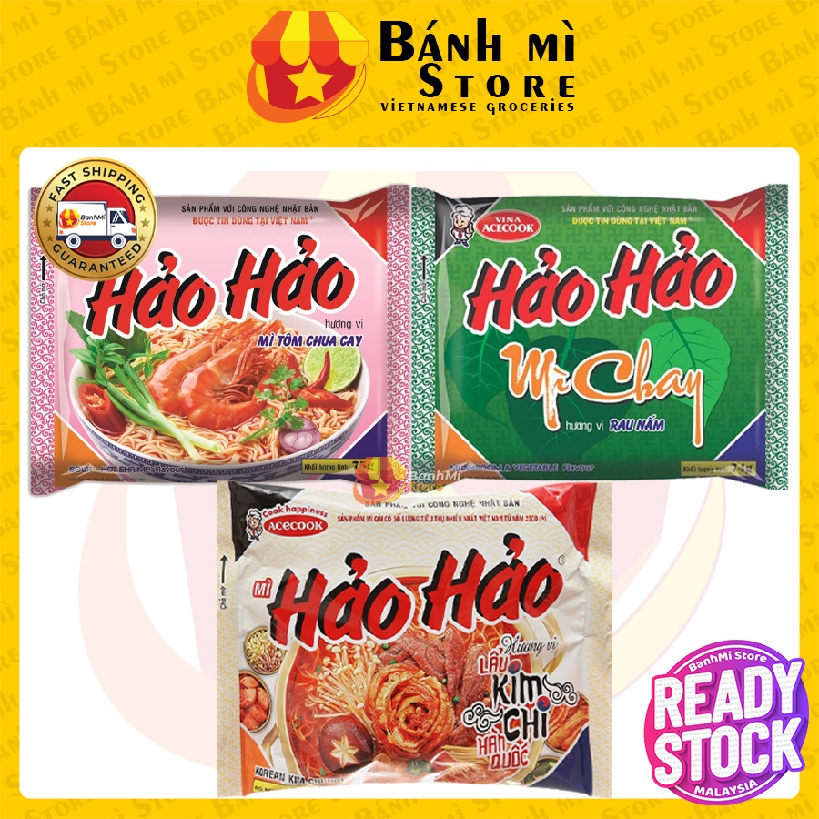 ACECOOK HAO HAO INSTANT NOODLE VIETNAM HAO HAO TOM CHUA CAY / KIM CHI ...