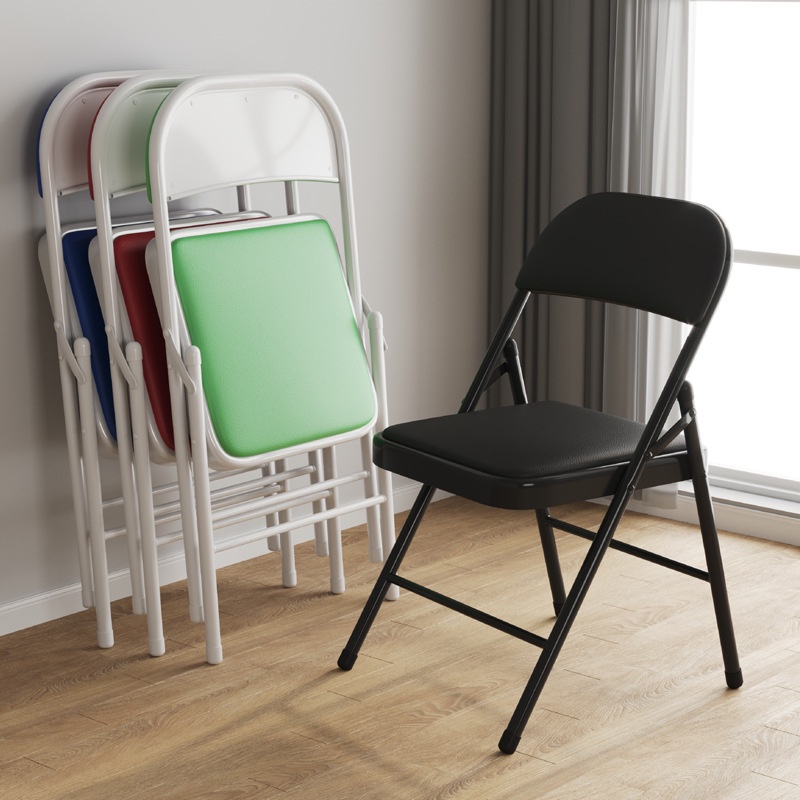 Folding Chair Leather Foldable Metal Chair Computer Chair Office Seat ...