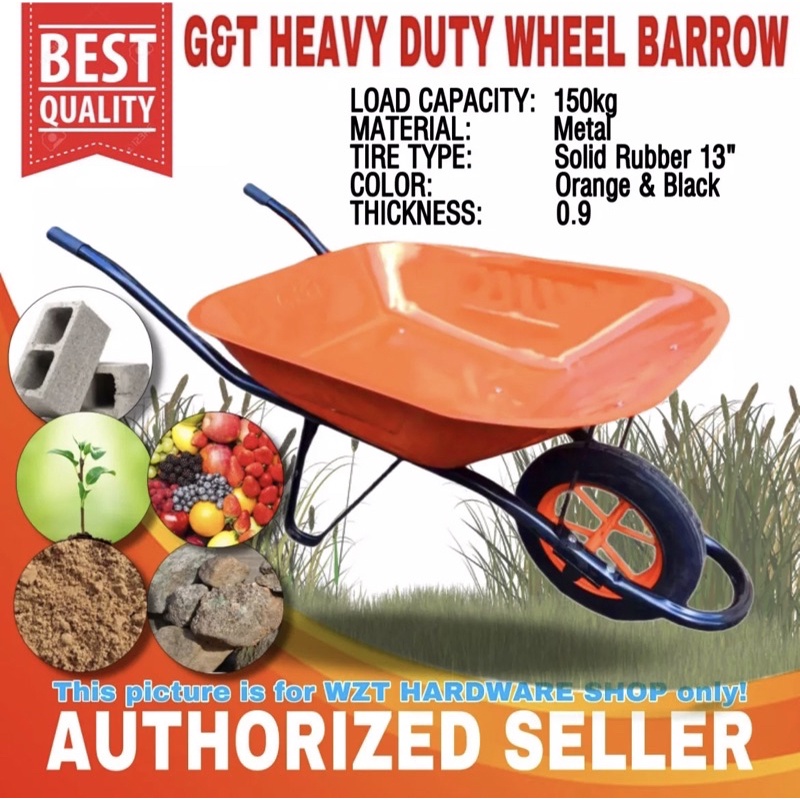 G&T HEAVY DUTY CART WHEEL BARROW FOR GARDENING AND CONSTRUCTION USE ...